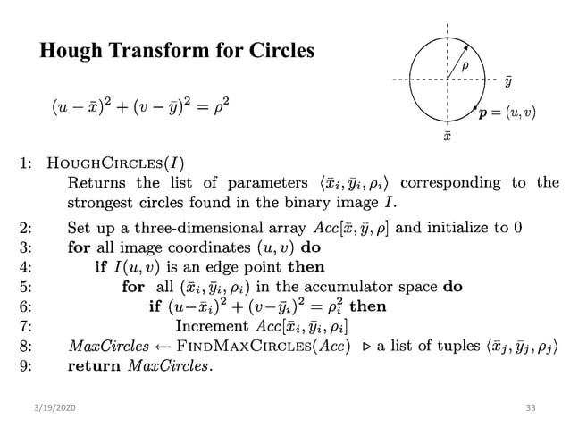 Lecture 4and5 Computer Vision Edge Detection Code Chains Hough Transform