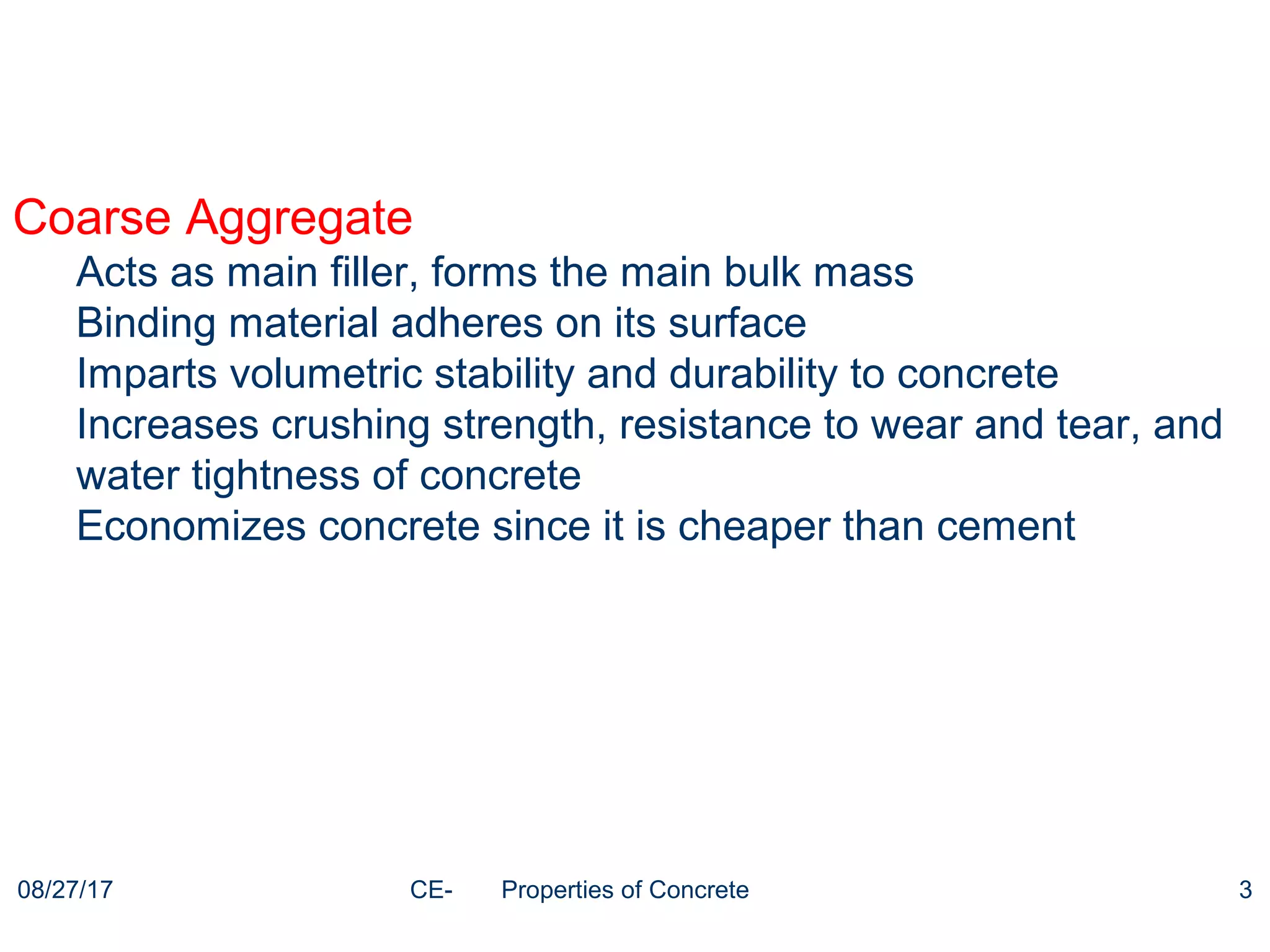 Lecture 4, constituents of concrete-coarse aggregate | PPT | Civil ...