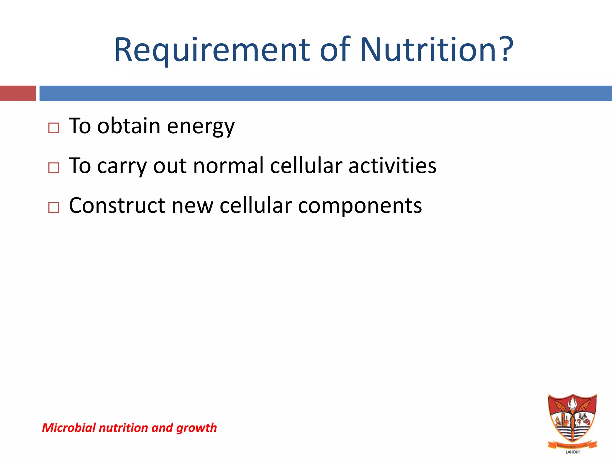 microbial nutrition and growth | PDF