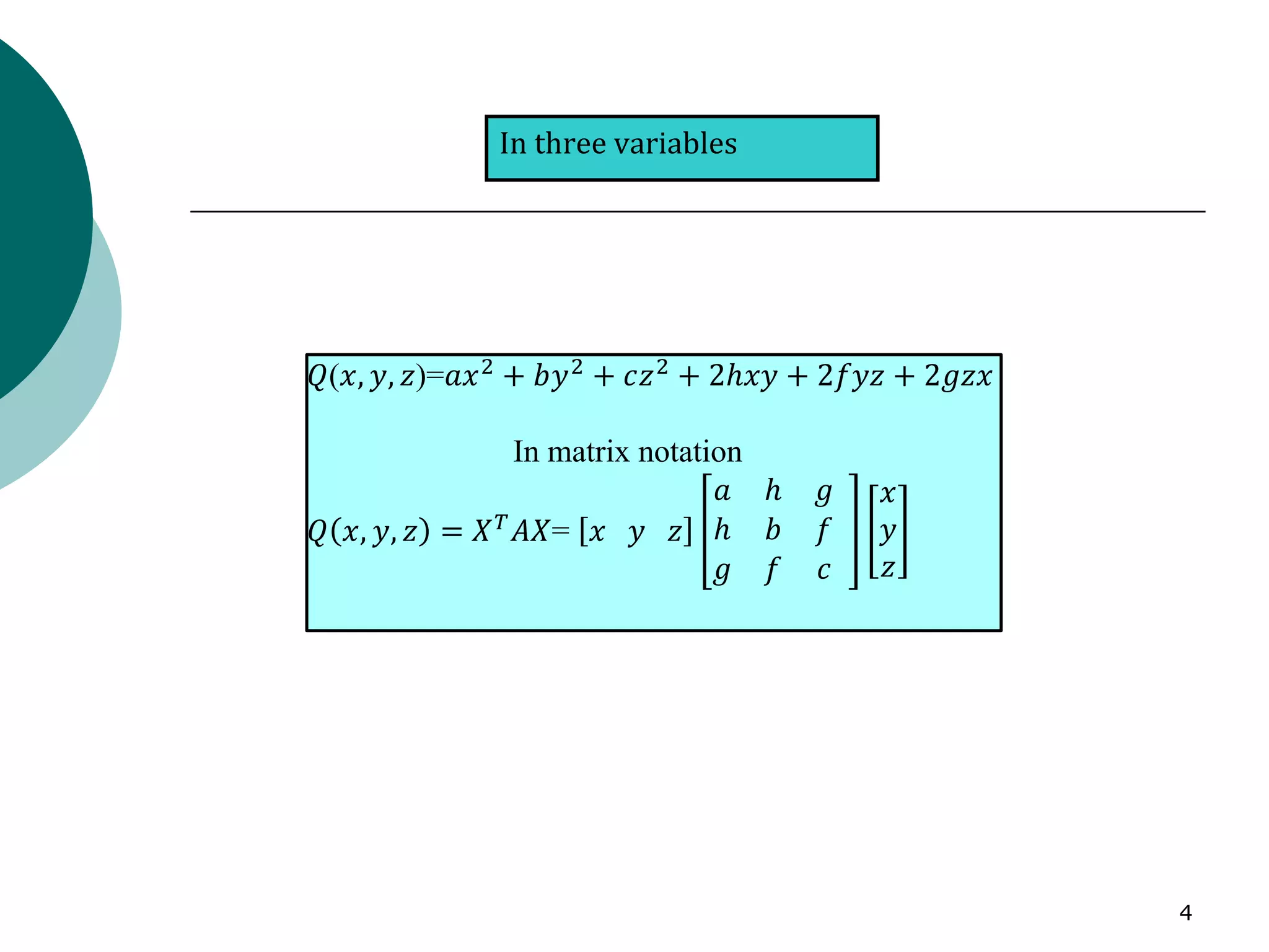 Lecture 4 Reduction Of Quadratic Form Pdf Physics Science