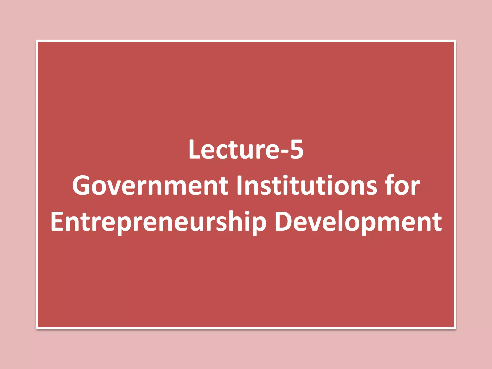 government institutions for entrepreneurship development | PPTX