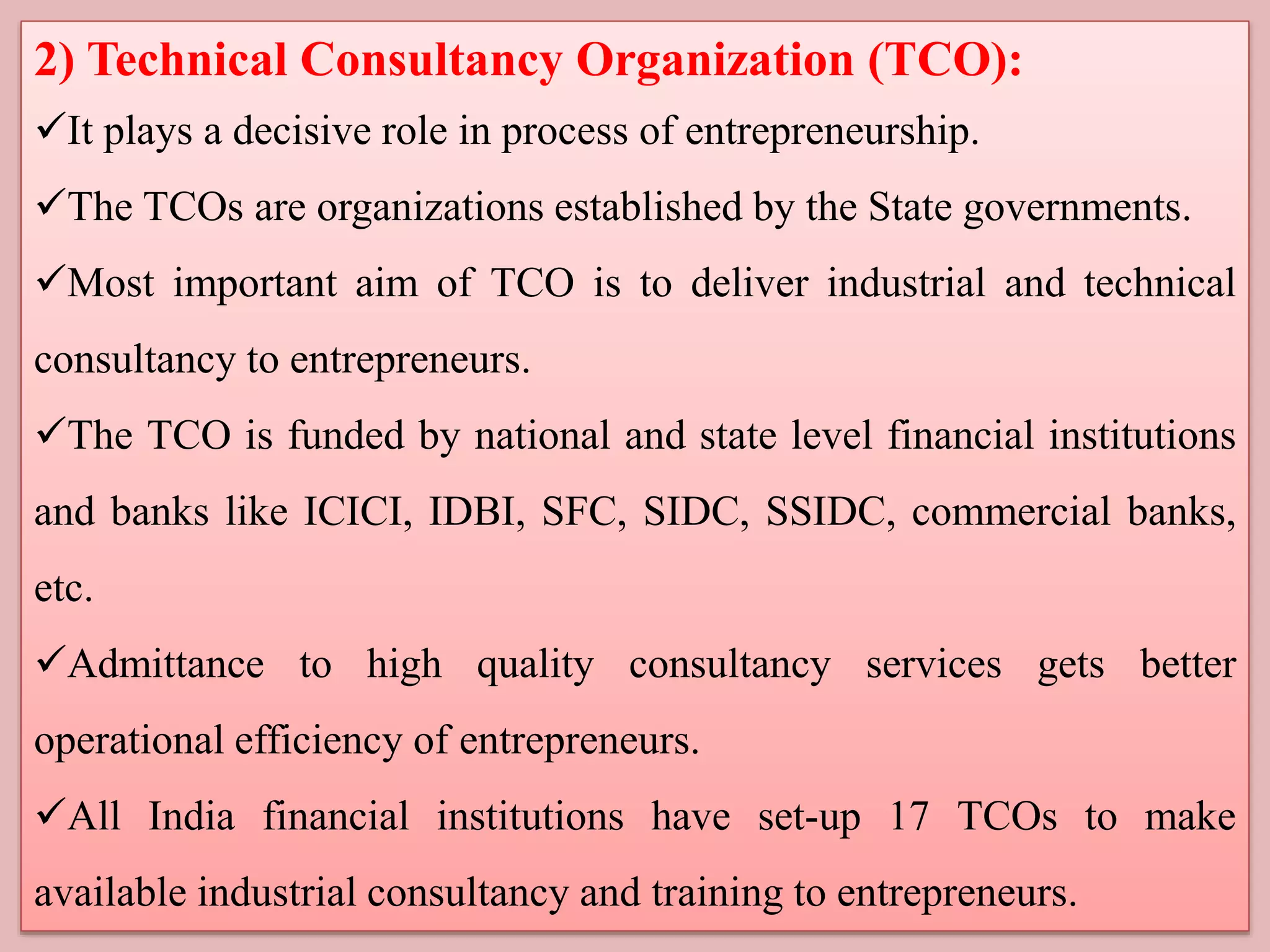 government institutions for entrepreneurship development | PPTX