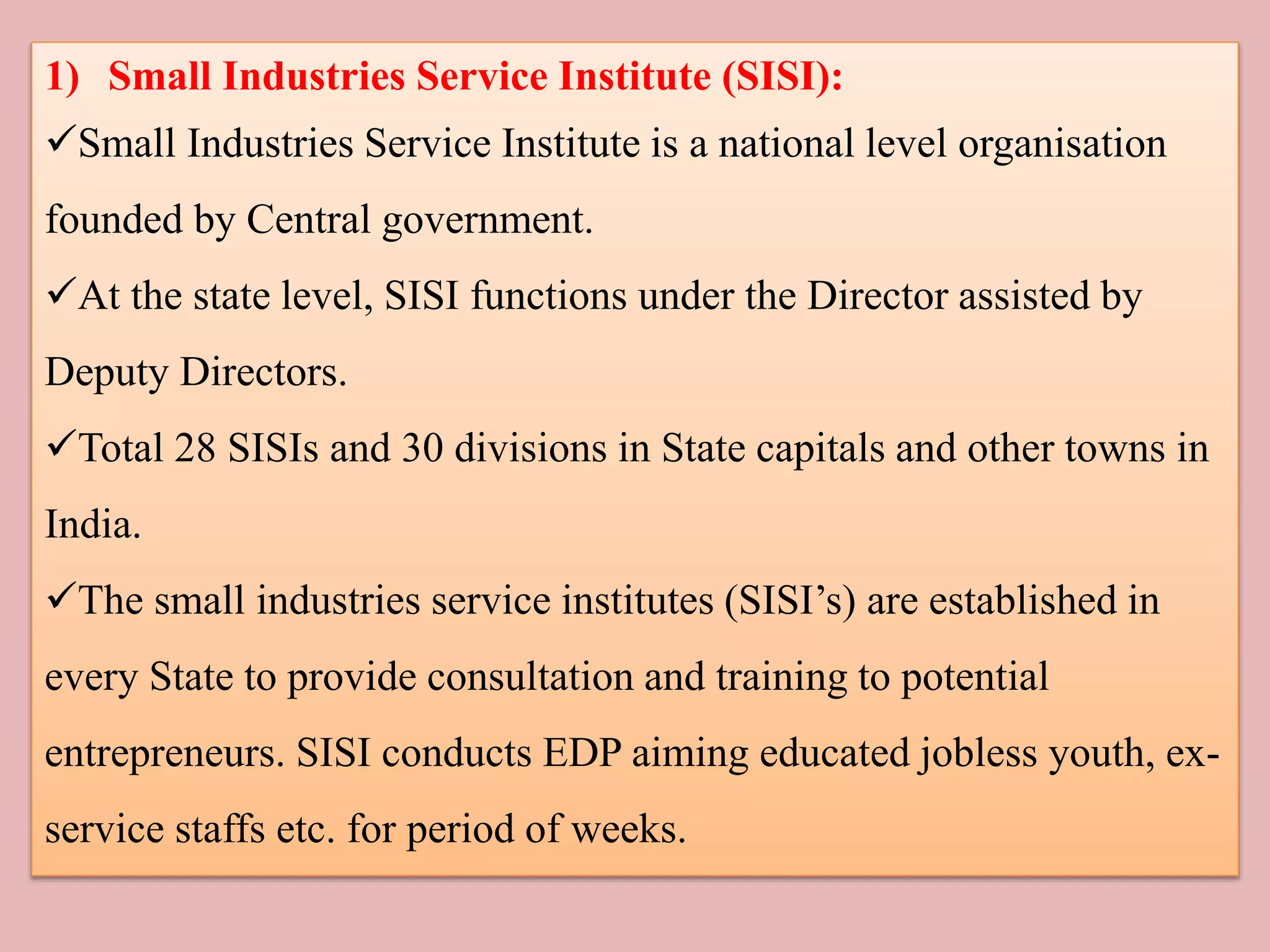 government institutions for entrepreneurship development | PPTX