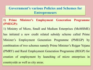 government institutions for entrepreneurship development | PPTX