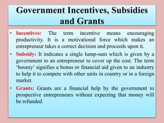 government institutions for entrepreneurship development | PPTX