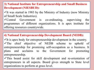 government institutions for entrepreneurship development | PPTX
