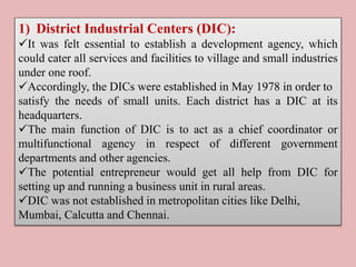 government institutions for entrepreneurship development | PPTX