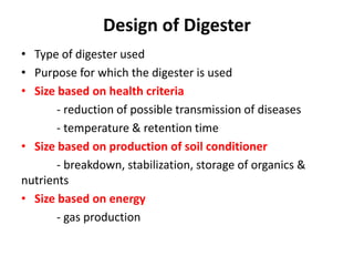 Design of digester | PPTX