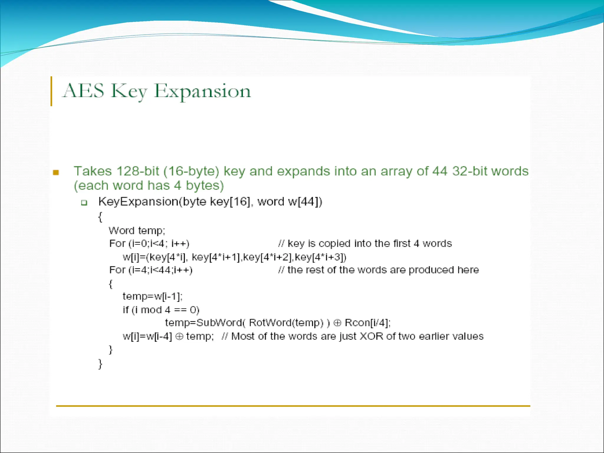 Advanced Encryption Standard presentation slide | PPT