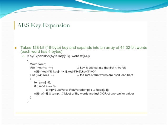 Advanced Encryption Standard presentation slide | PPT