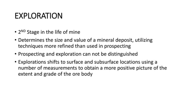 Prospecting and Exploration - | PPTX | Geology | Science