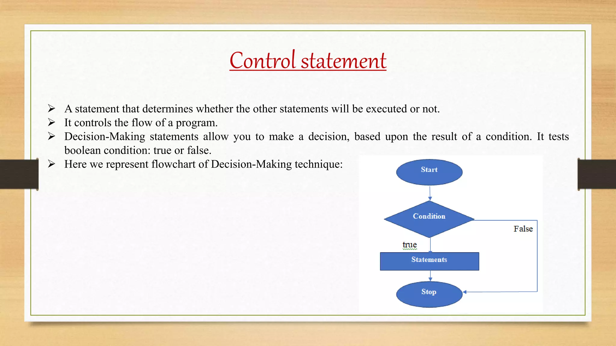 Lecture - 5 Control Statement | PPTX