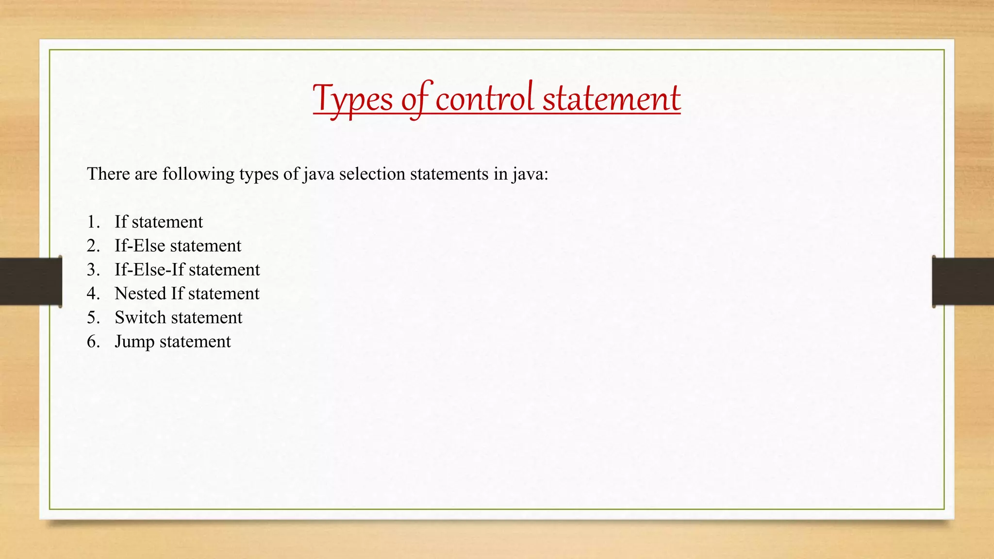 Lecture - 5 Control Statement | PPTX