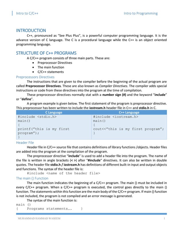 [ITP - Lecture 03] Introduction to C/C++ | PDF