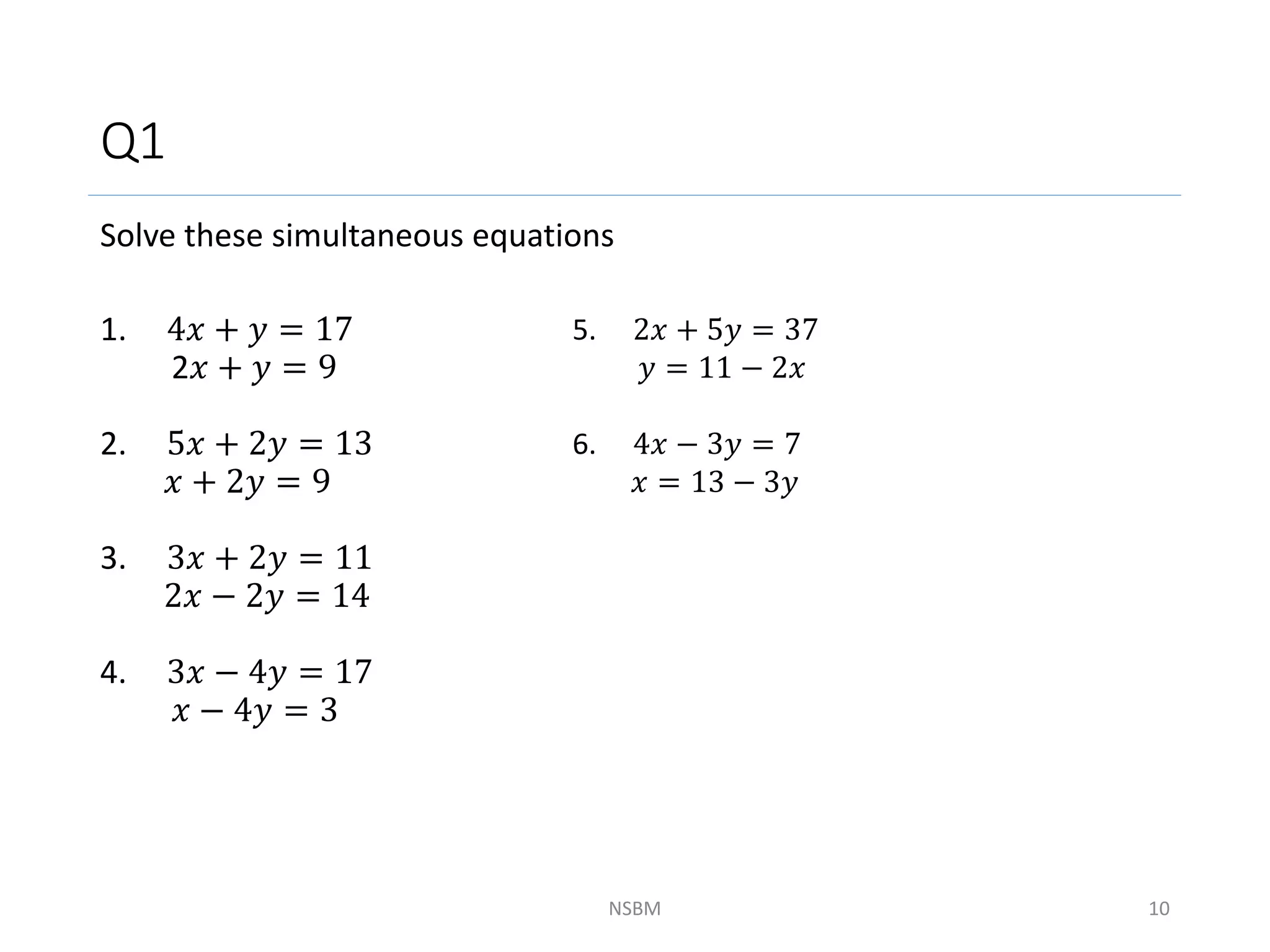 Lecture 5 (solving simultaneous equations) | PPTX