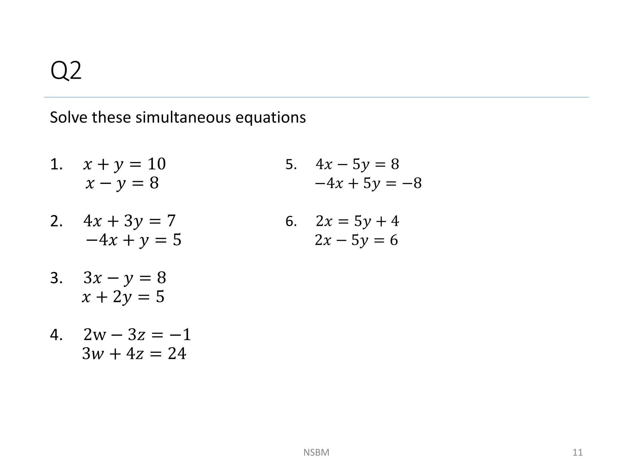 Lecture 5 (solving simultaneous equations) | PPTX