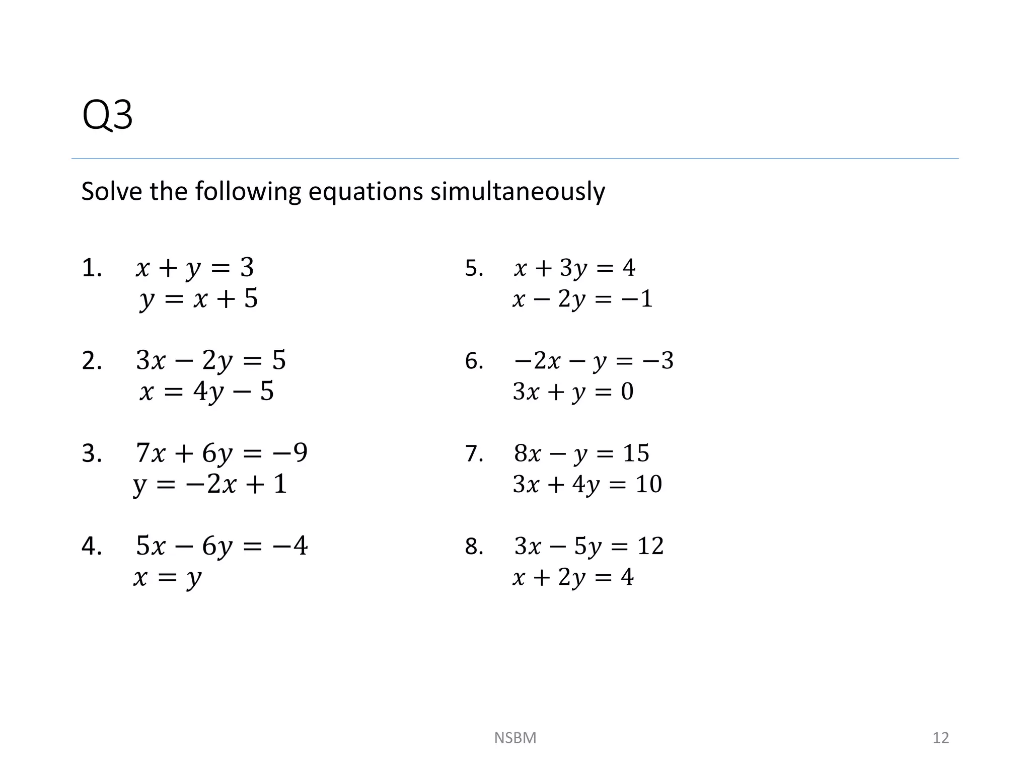 Lecture 5 (solving simultaneous equations) | PPTX