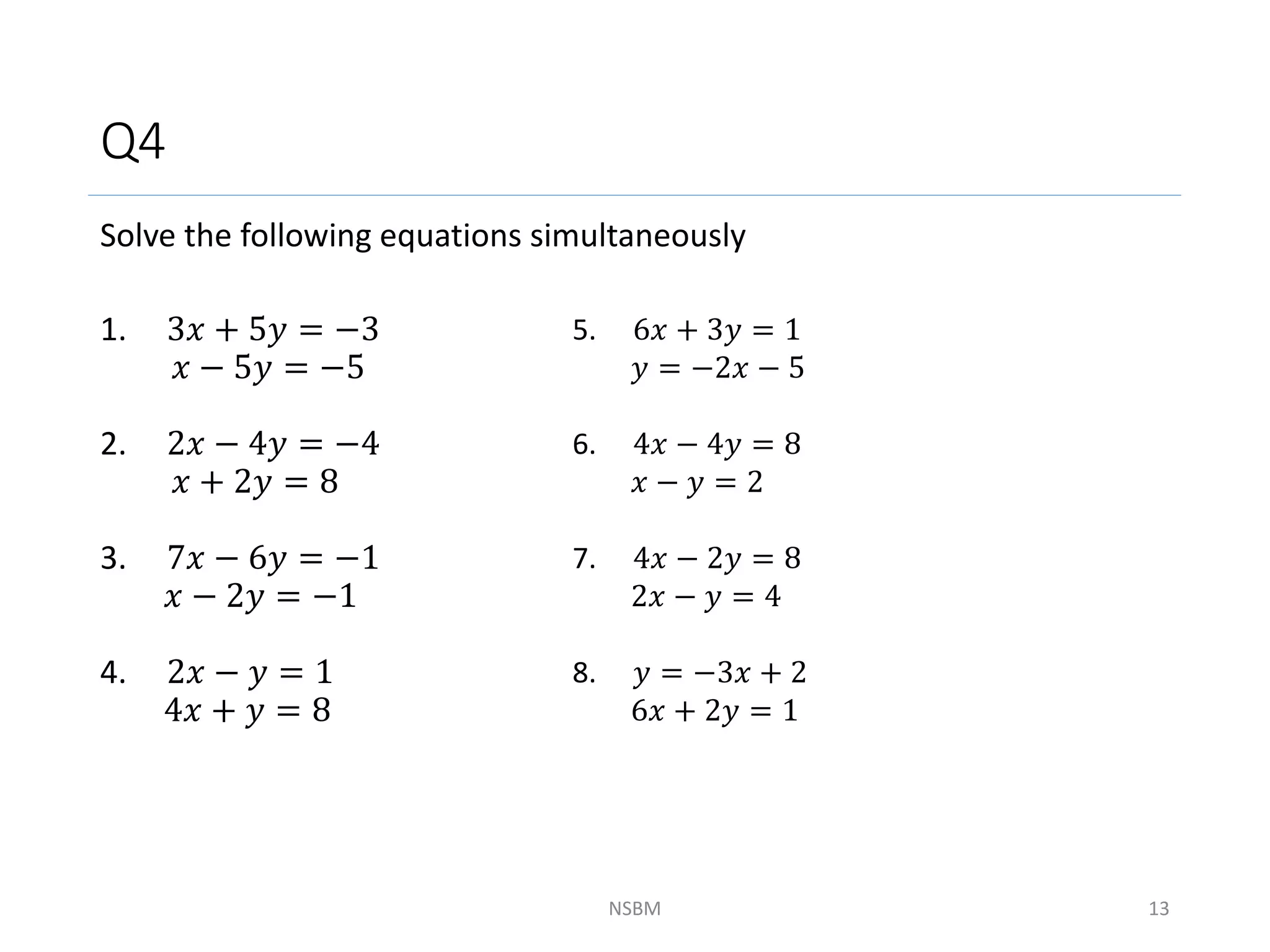 Lecture 5 (solving simultaneous equations) | PPTX