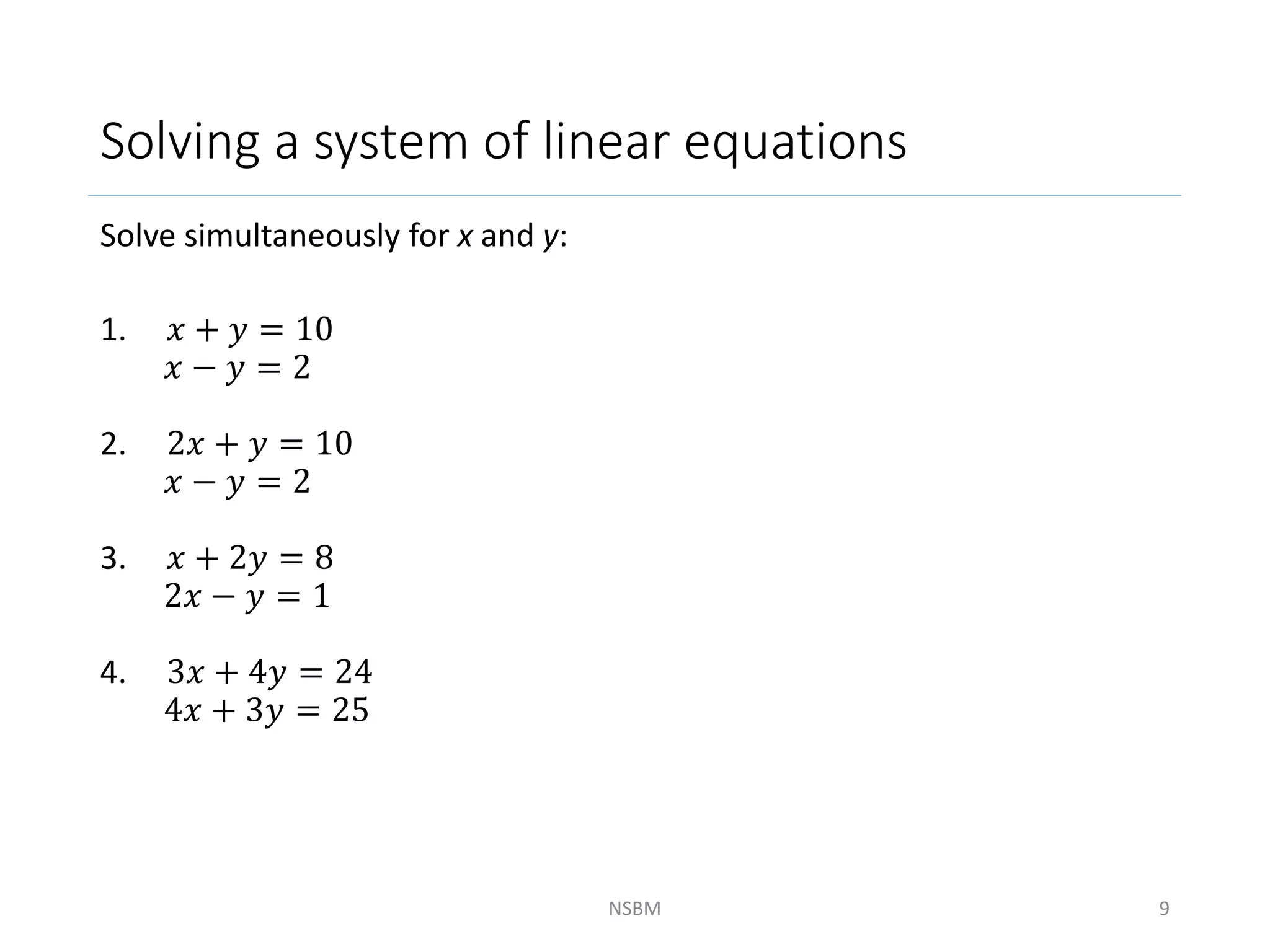 Lecture 5 (solving simultaneous equations) | PPTX
