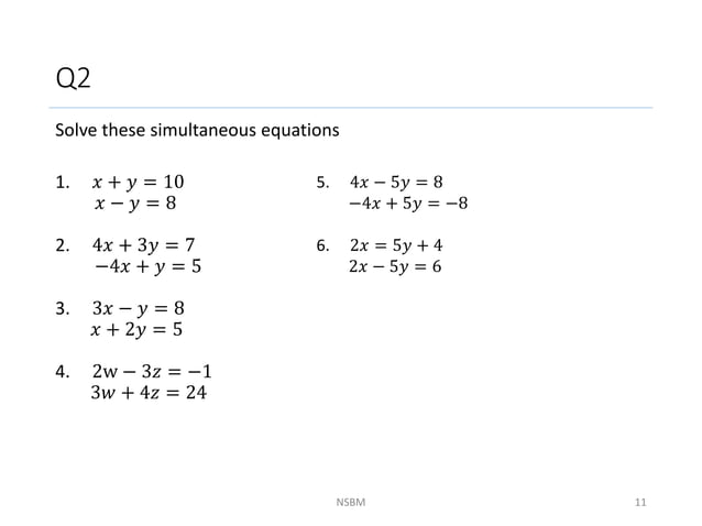 Lecture 5 (solving simultaneous equations) | PPTX | Physics | Science