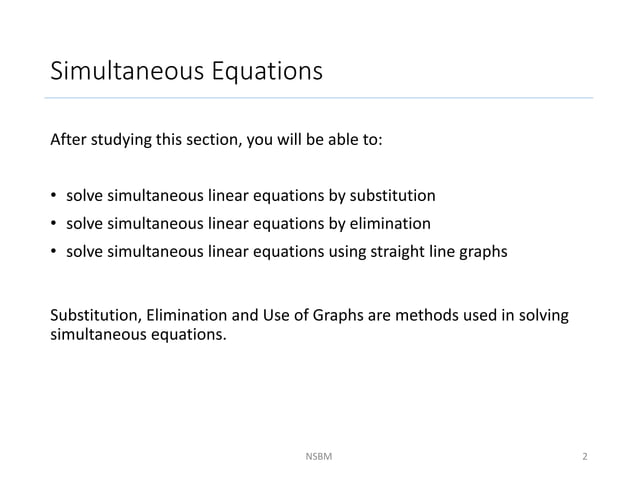 Lecture 5 (solving simultaneous equations) | PPTX | Physics | Science