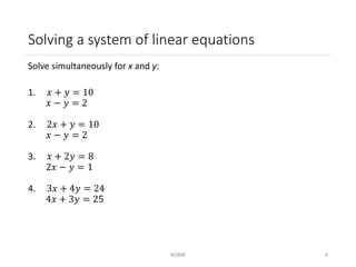 Lecture 5 (solving simultaneous equations) | PPTX