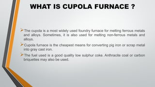 Lecture-6 CUPOLA FURNACE.pptx diagram chemical reaction | PPTX