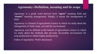 definition of agronomy and its importance pptx | PPTX