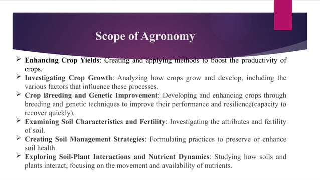 definition of agronomy and its importance pptx | PPTX
