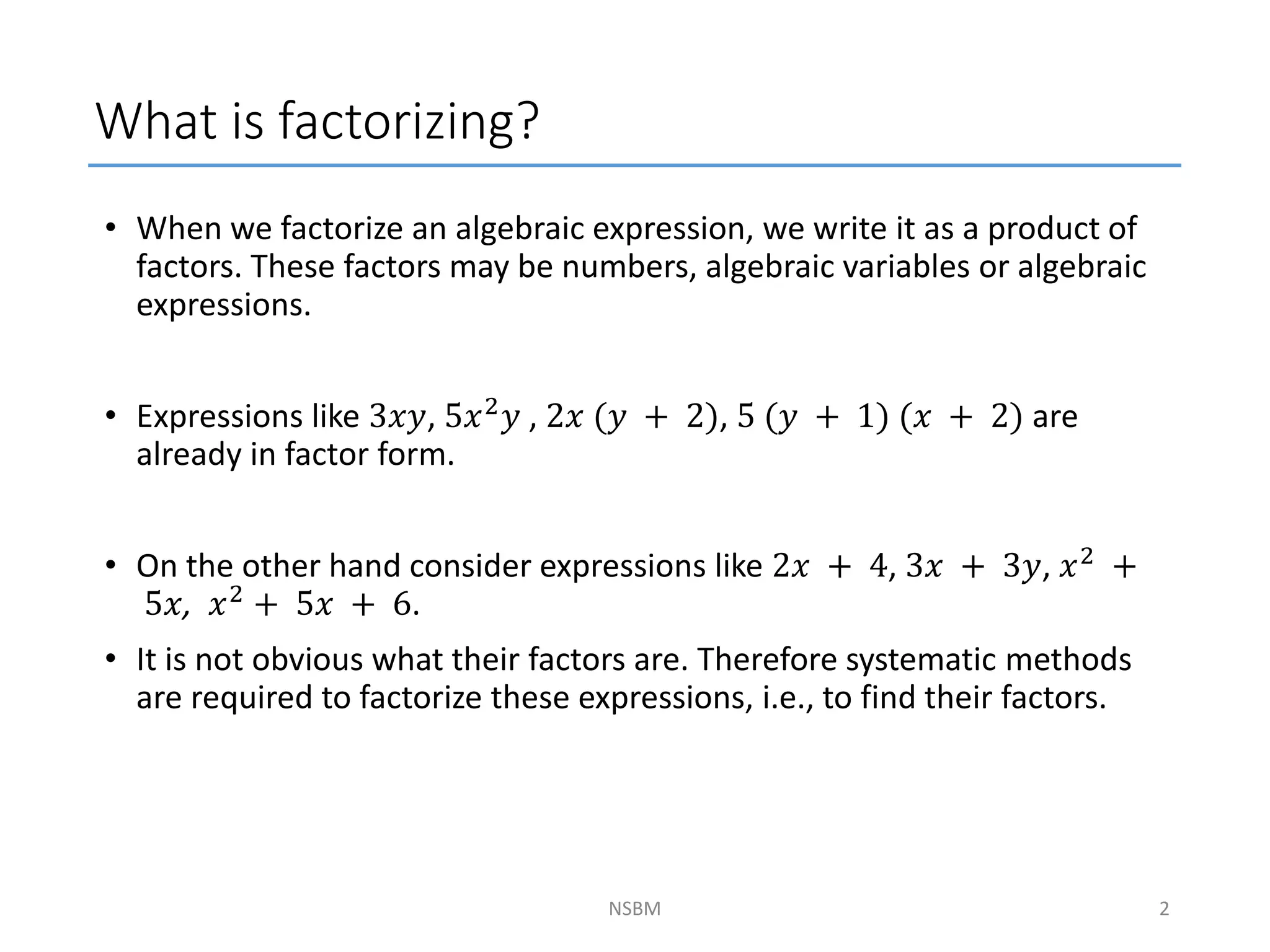Lecture 6 (factorizing quadratic functions) | PPT