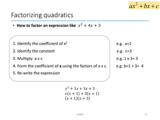 Lecture 6 (factorizing quadratic functions) | PPT