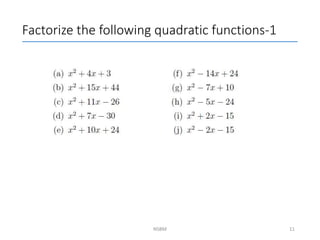 Lecture 6 (factorizing quadratic functions) | PPT