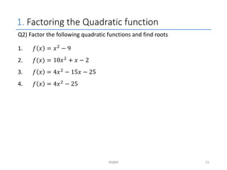 Lecture 6 (factorizing quadratic functions) | PPTX