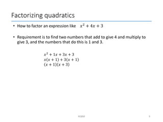 Lecture 6 (factorizing quadratic functions) | PPT