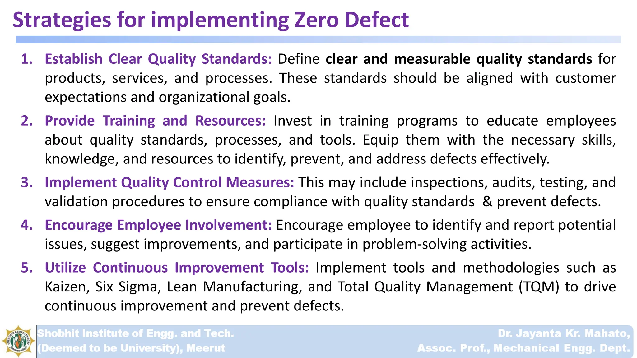 Zero Defects and Continuous Improvement in TQM | PDF