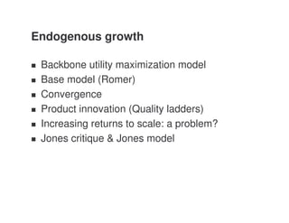 Lecture 7 - Endogenous growth theory | PDF