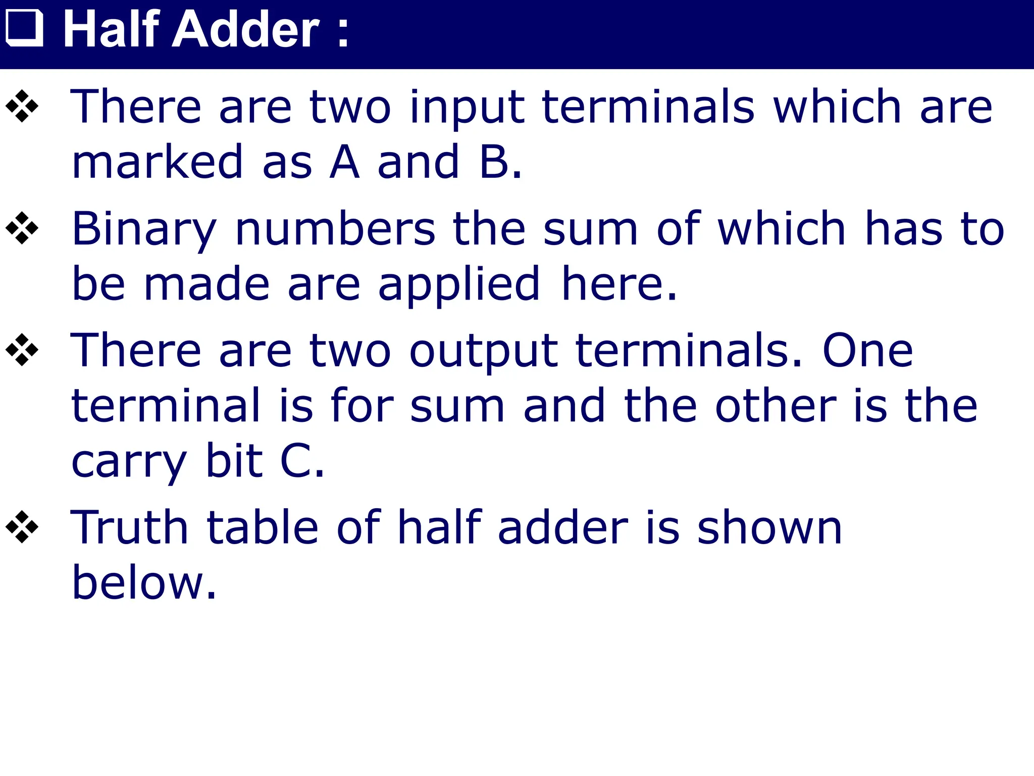 combinational circuit-Half Adder ,full Adder | PDF