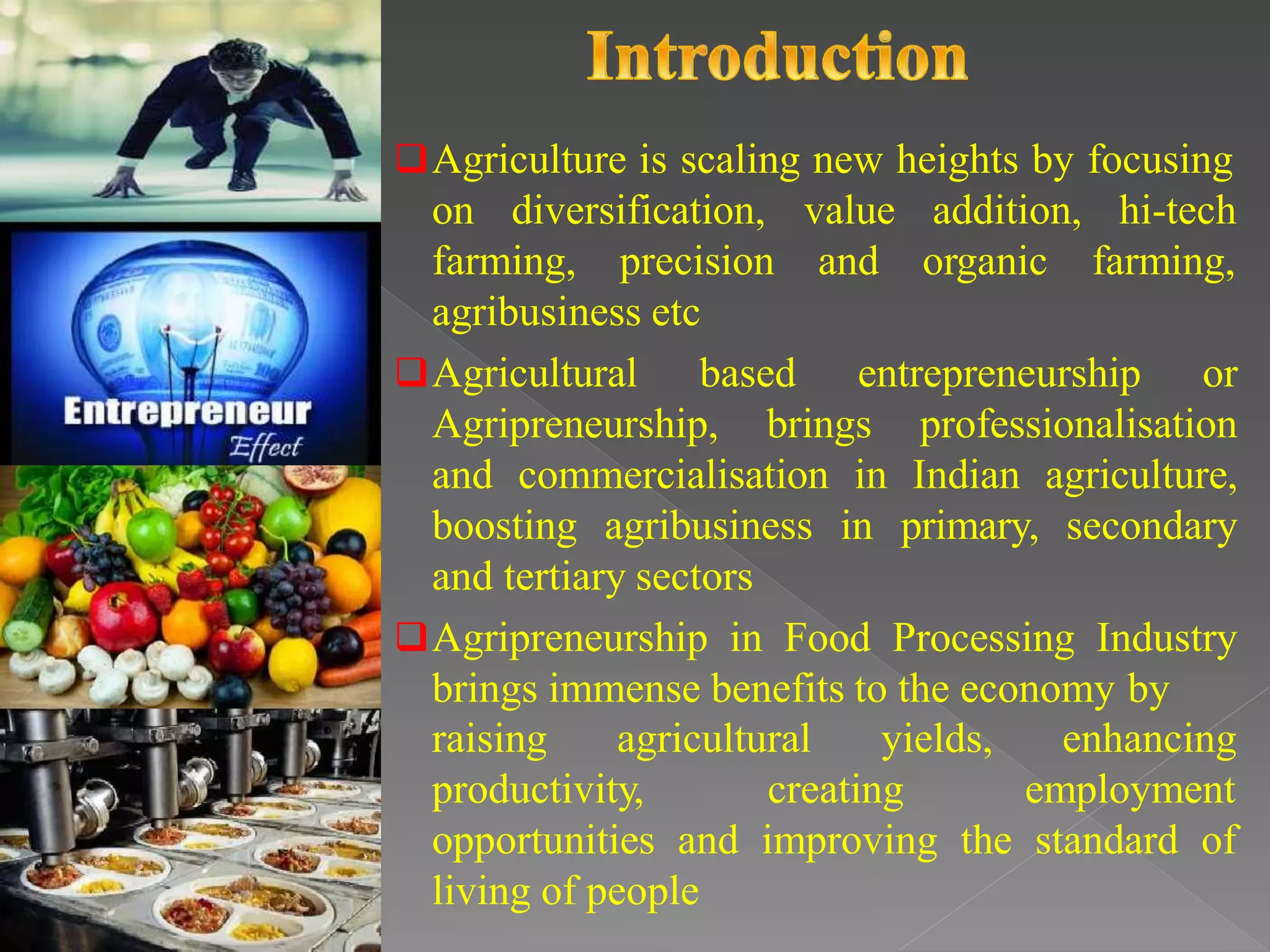 AGRI-ENTREPRENEURSHIP - Need, Scope ,Areas | PPTX