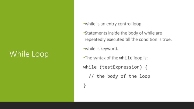 Lecture on Loop while loop for loop + program | PPT