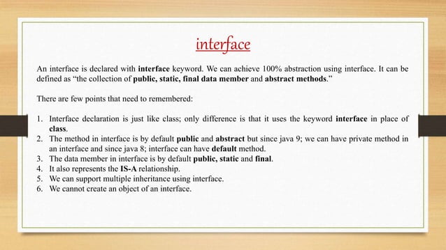 Lecture 8 abstract class and interface | PPTX