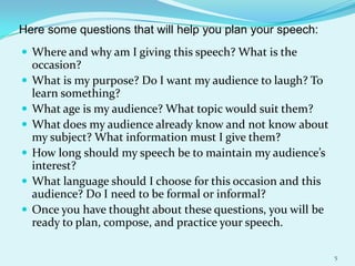 Lecture 8 giving speech. | PPT