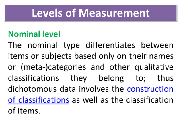 Levels of Measurement