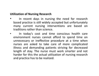 Nursing research Communication and utilisation of research for nursing ...
