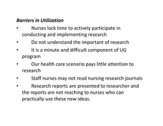 Nursing research Communication and utilisation of research for nursing ...