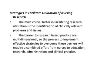 Nursing research Communication and utilisation of research for nursing ...