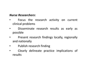 Nursing research Communication and utilisation of research for nursing ...