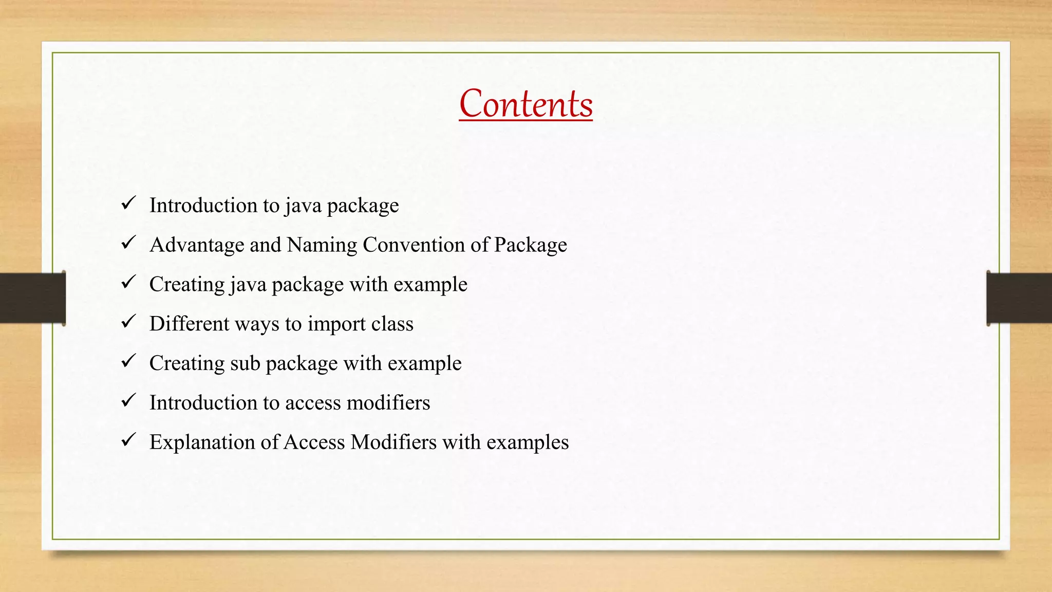 Lecture 9 access modifiers and packages | PPTX