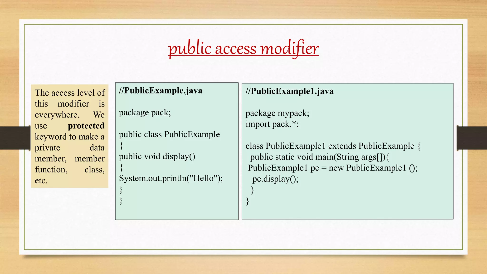 Lecture 9 access modifiers and packages | PPTX