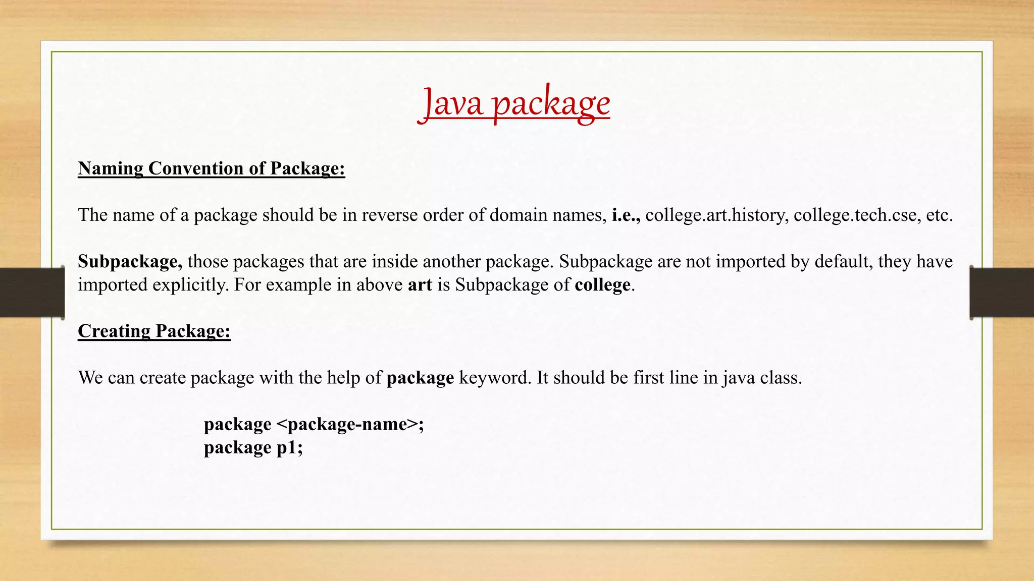 Lecture 9 access modifiers and packages | PPTX