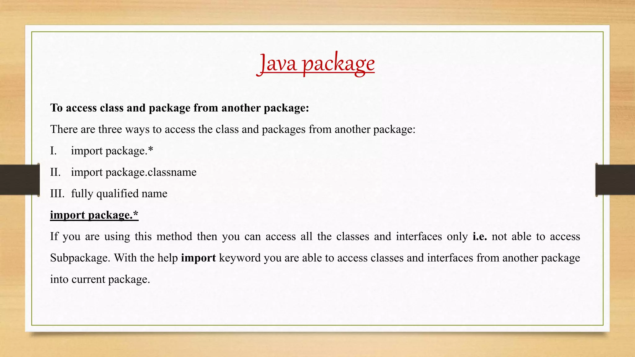 Lecture 9 access modifiers and packages | PPTX